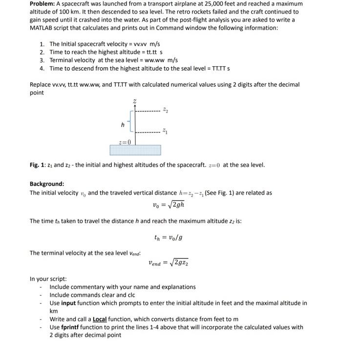 Solved Problem: A spacecraft was launched from a transport | Chegg.com