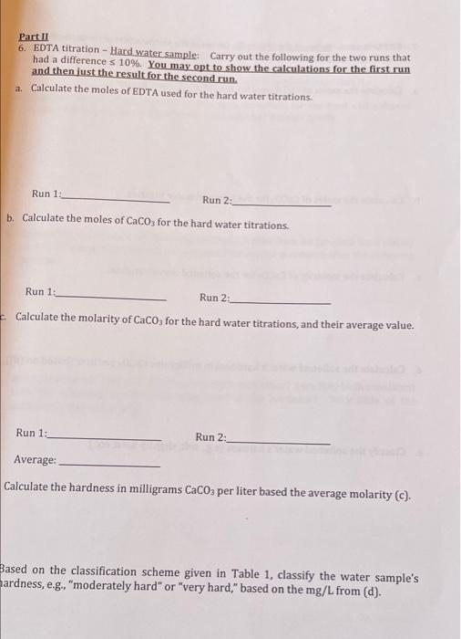 Solved Part II 6. EDTA titration - Hard water sample: Carry | Chegg.com