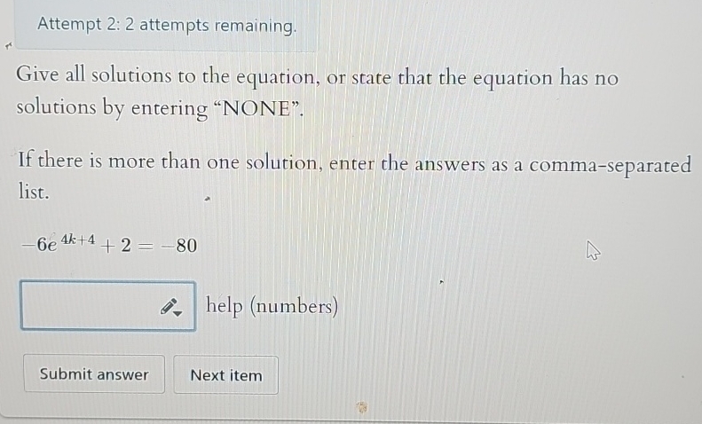 Solved Attempt 2: 2 ﻿attempts remaining.Give all solutions | Chegg.com