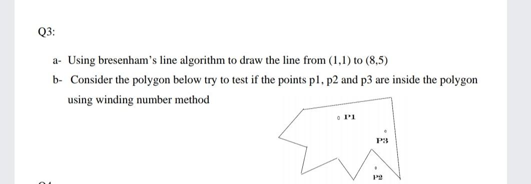 Solved Q3: a- Using bresenham's line algorithm to draw the | Chegg.com