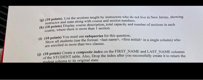 10 points). List the sections taught by | Chegg.com