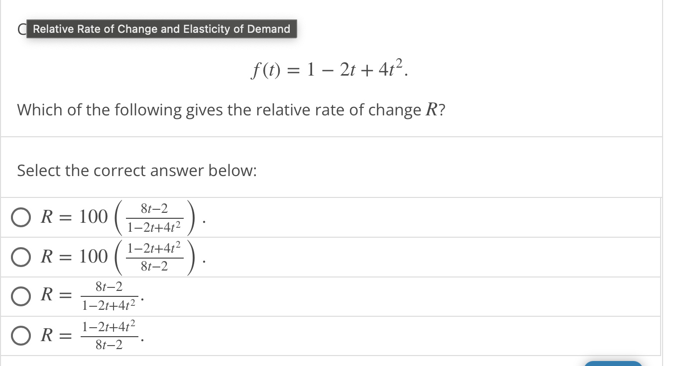 Solved Relative Rate of Change and Elasticity of | Chegg.com