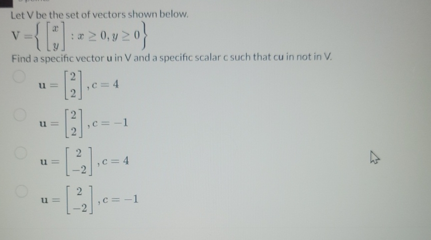 Solved Let V ﻿be the set of vectors shown | Chegg.com