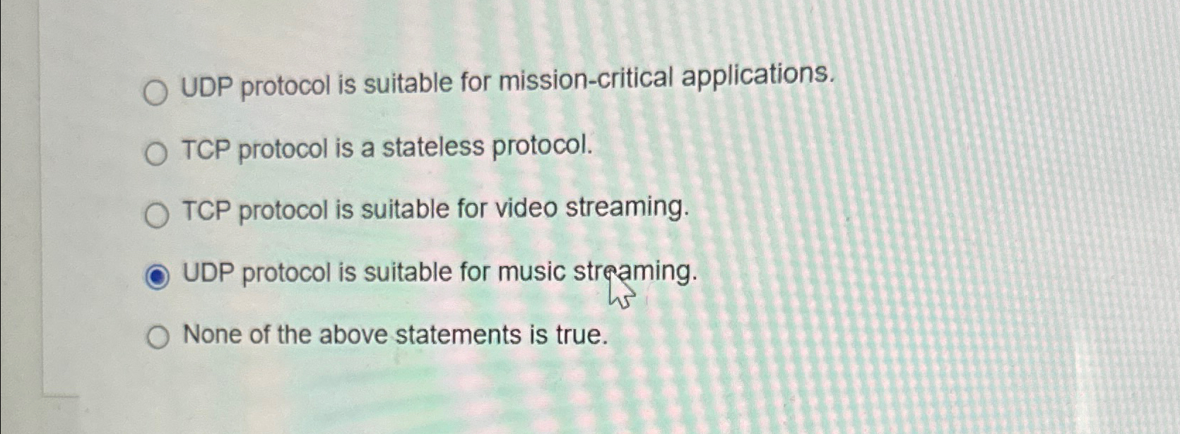 Solved UDP protocol is suitable for mission-critical | Chegg.com