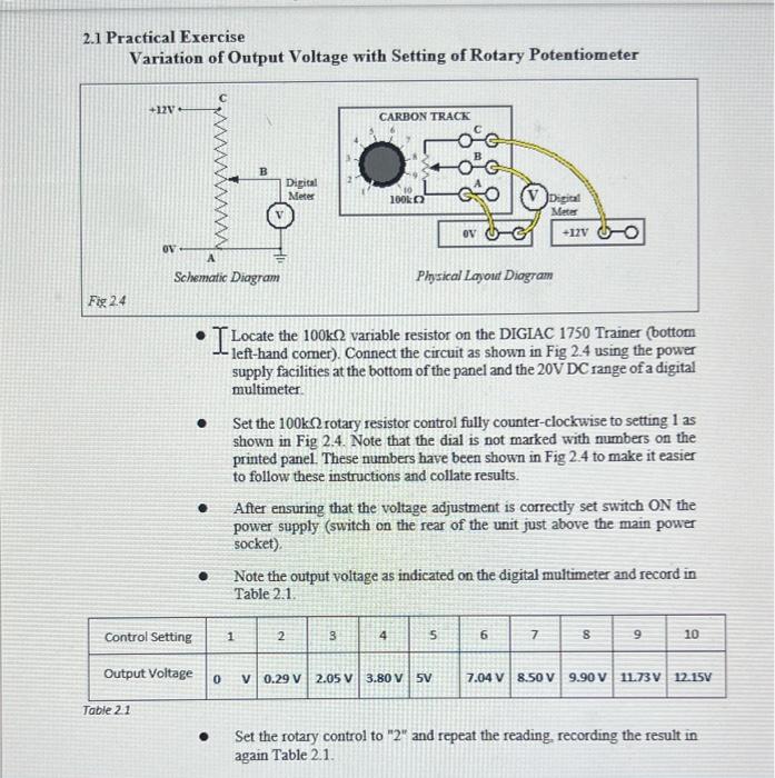 Solved 2.1 Practical Exercise Variation of Output Voltage | Chegg.com