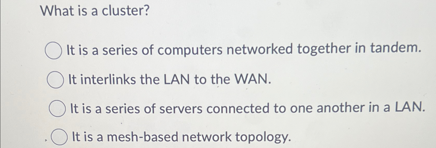 Solved What is a cluster?It is a series of computers | Chegg.com