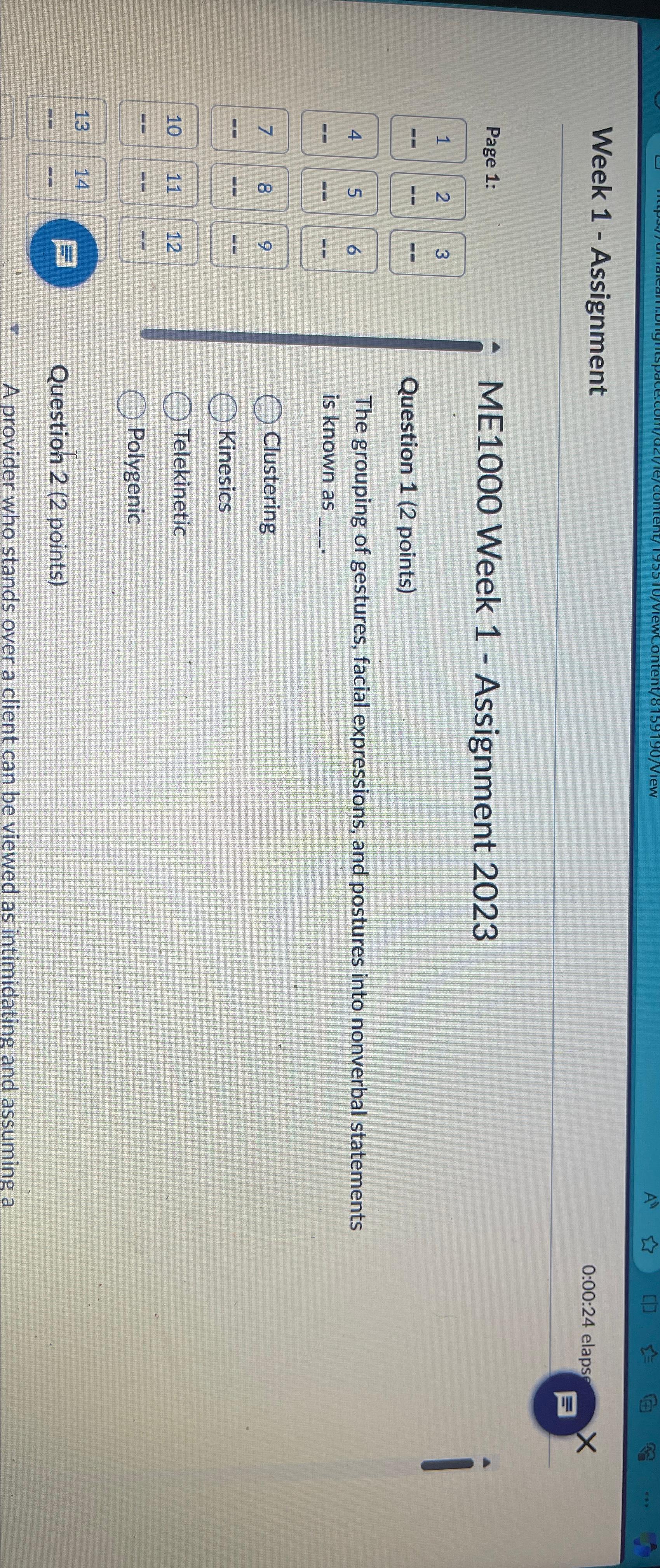 Solved Week 1 - ﻿Assignment0:00:24 ﻿elapsPage | Chegg.com