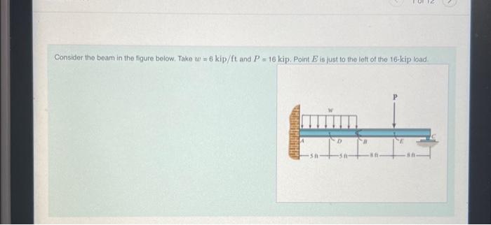 Solved Consider the beam in the figure below. Take w=6kip/ft | Chegg.com