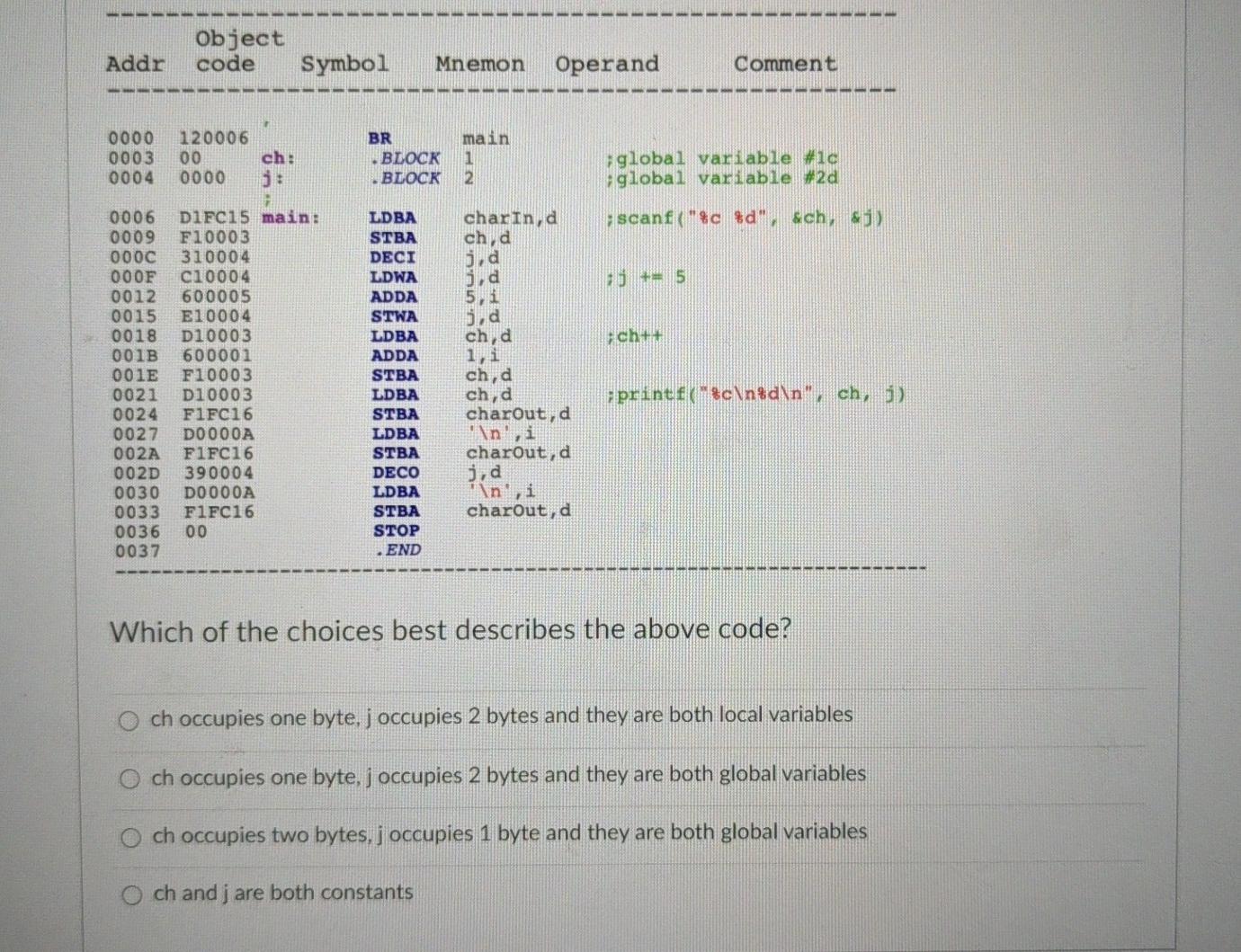 Solved Object Addr code Symbol Mnemon Operand Comment 390000 | Chegg.com