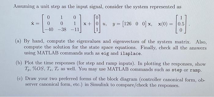 Solved Assuming a unit step as the input signal, consider | Chegg.com