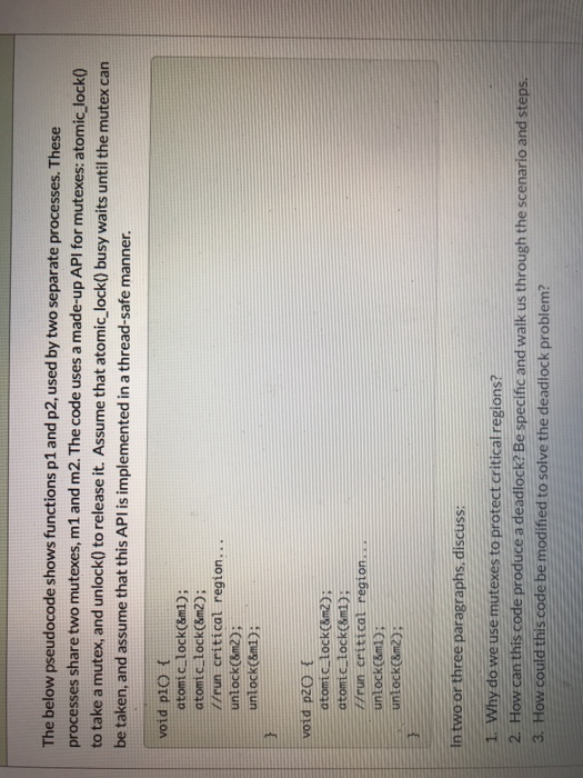 Solved The below pseudocode shows functions p1 and p2, used | Chegg.com