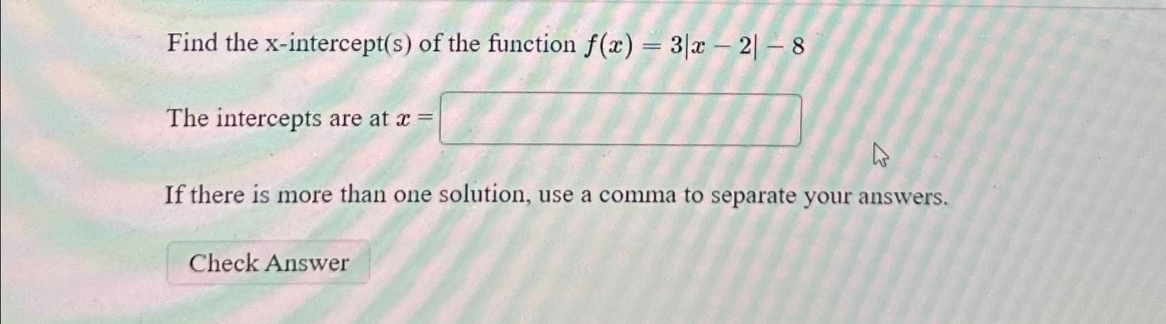 Solved Find the x-intercept(s) ﻿of the function | Chegg.com