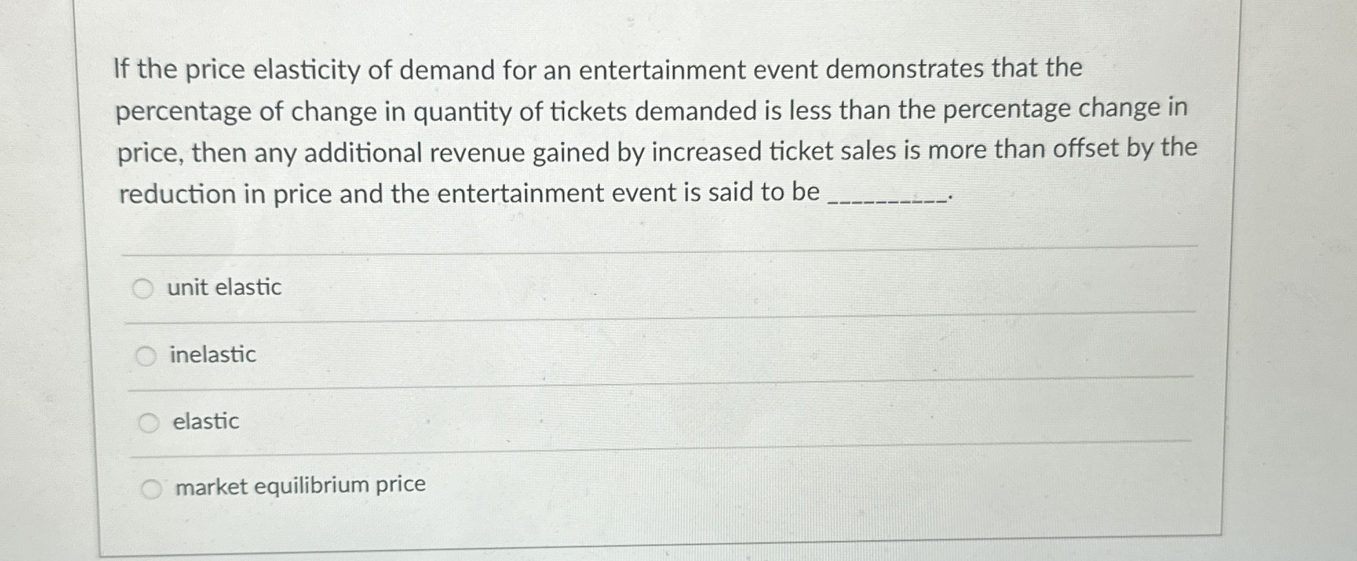 Solved If the price elasticity of demand for an | Chegg.com