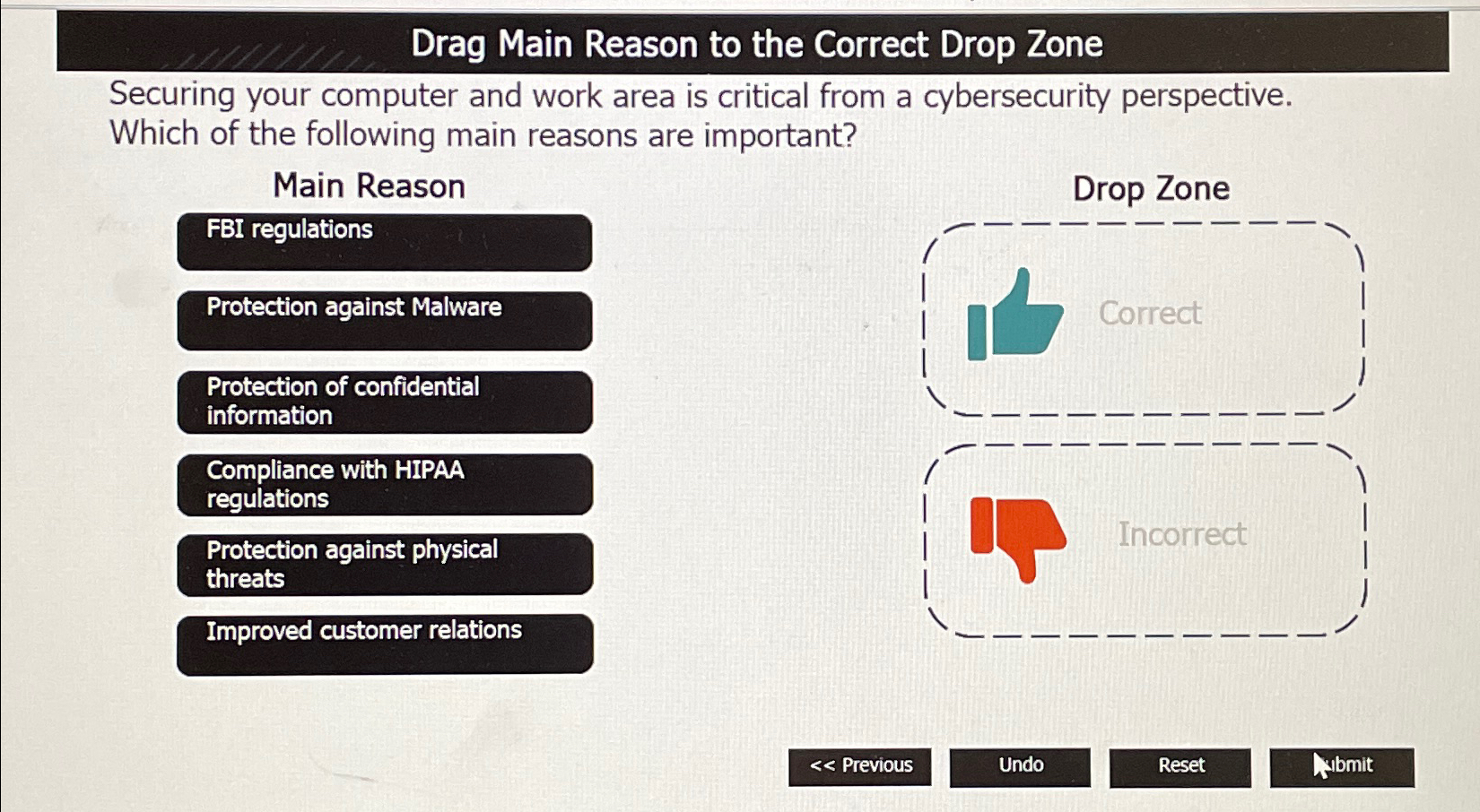 Solved Drag Main Reason to the Correct Drop ZoneSecuring | Chegg.com