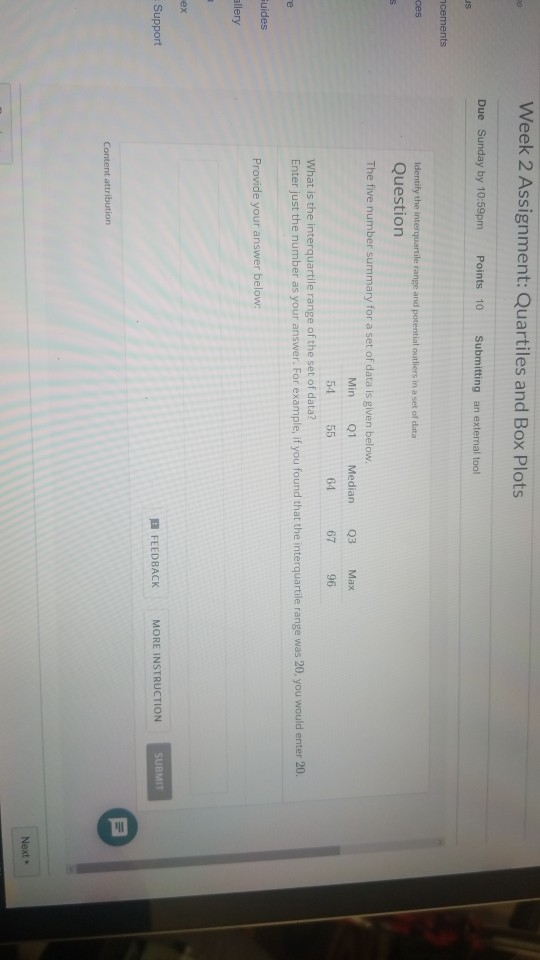 Solved Week 2 Assignment: Quartiles and Box Plots Due Sunday | Chegg.com