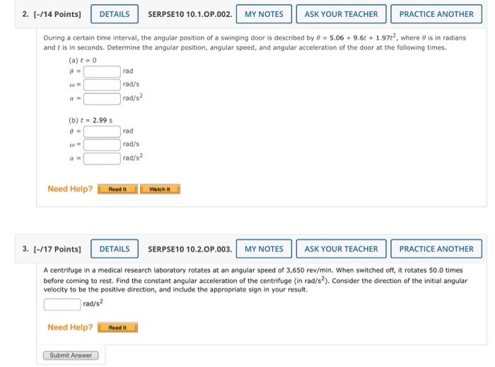 Solved During a certain time interval, the angular position | Chegg.com