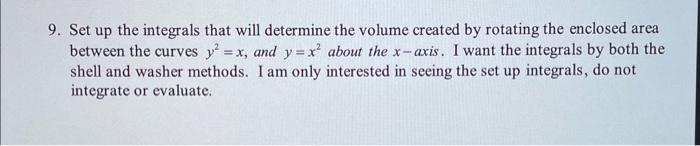 Solved 9. Set up the integrals that will determine the | Chegg.com