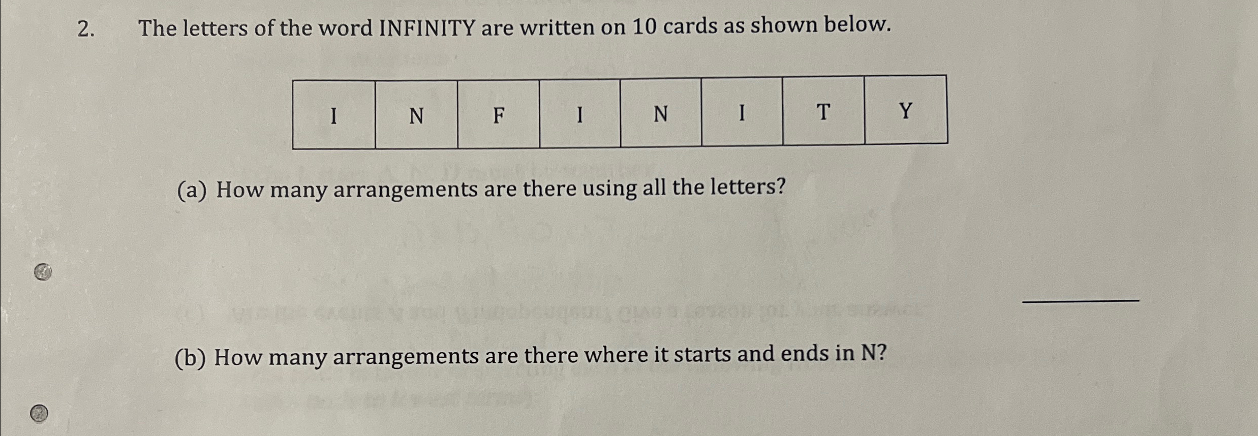 Solved The letters of the word INFINITY are written on 10 | Chegg.com