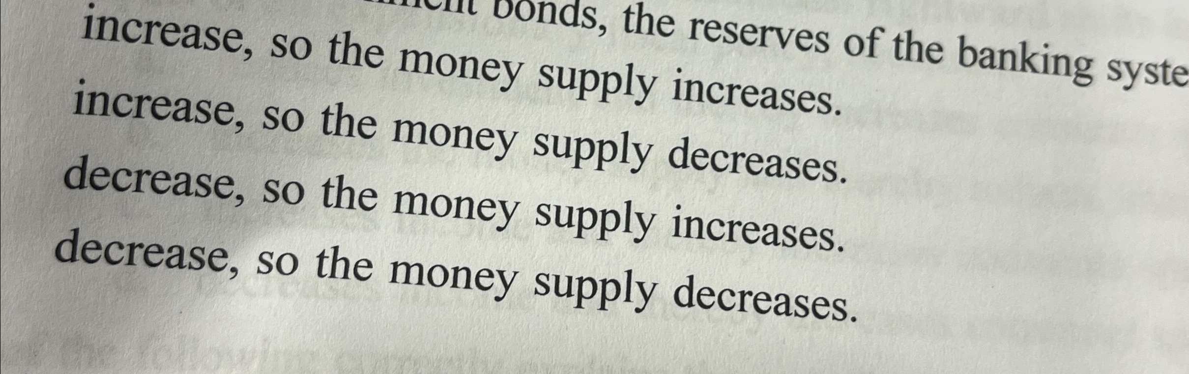 Solved onds, the reserves of the banking syste increase, so | Chegg.com