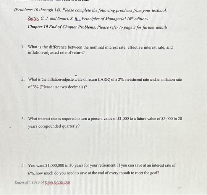 Solved Problems 10 through 14). Please complete the | Chegg.com