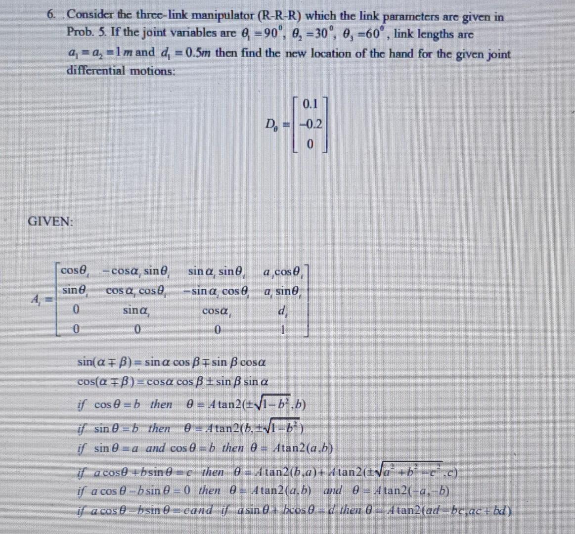 Solved 6. Consider the three-link manipulator (R-R-R) which | Chegg.com