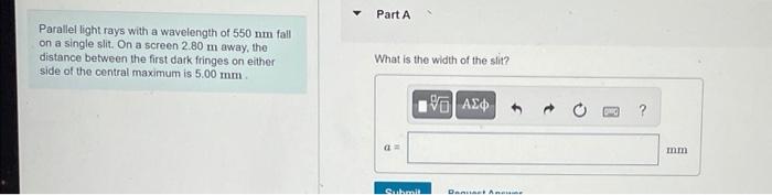 Solved Parallel light rays with a wavelength of 550 nm fall | Chegg.com
