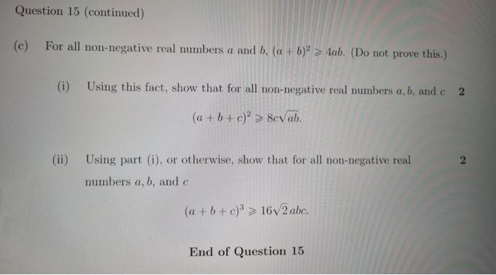 Solved For all non-negative real numbers a and b,(a+b)2⩾4ab. | Chegg.com