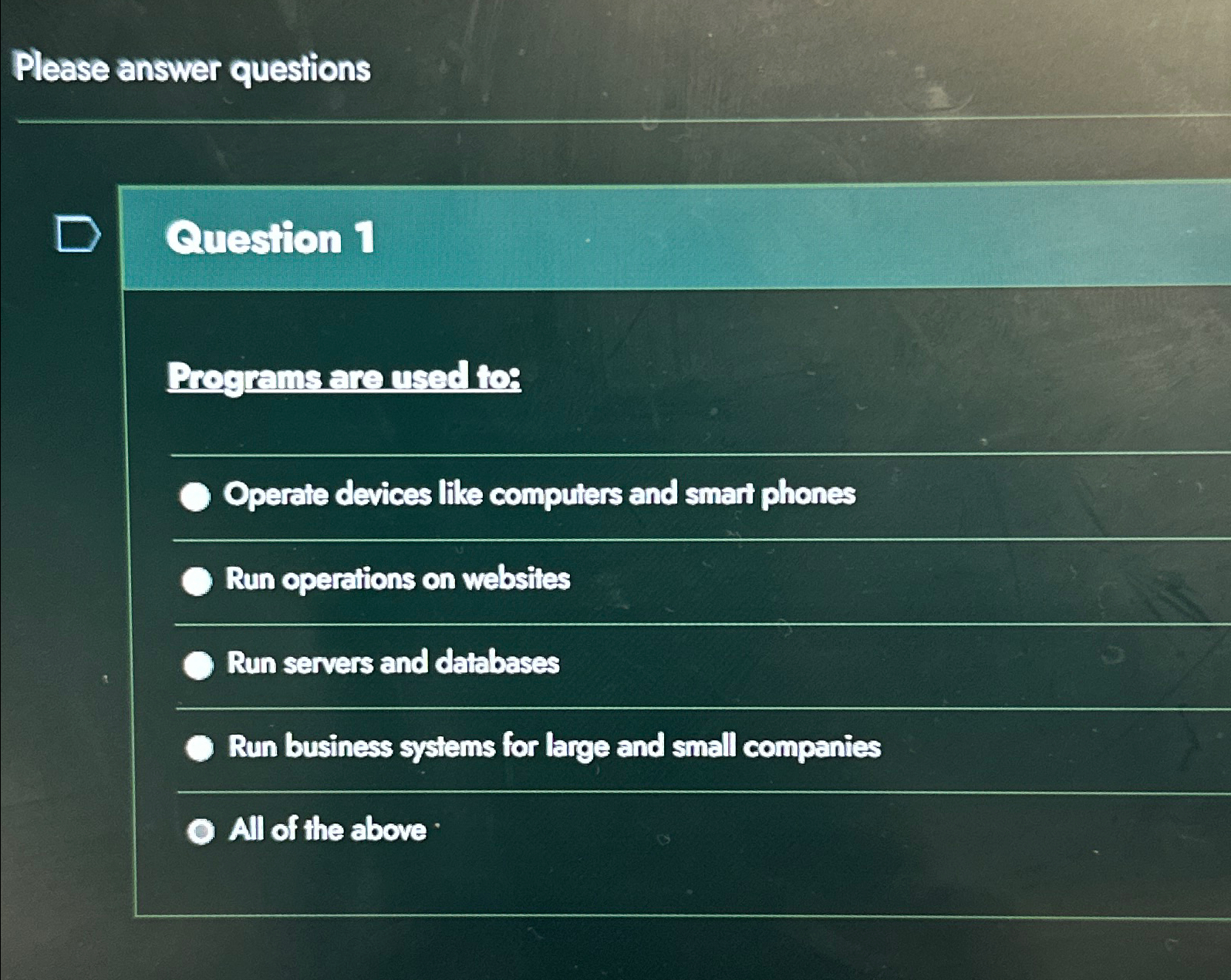 Solved Please Answer Questionsquestion 1rregrams Are Used 