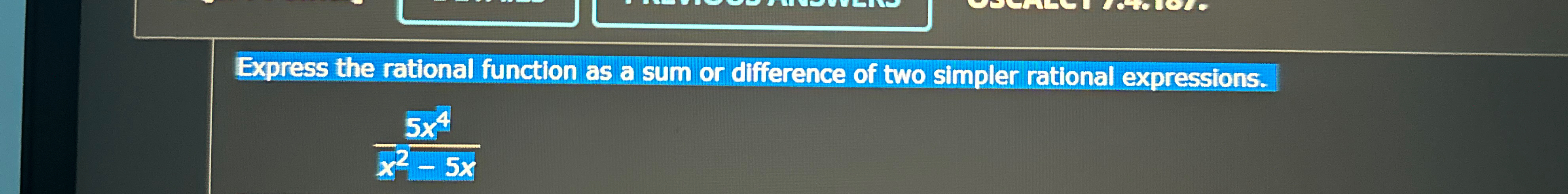 Solved Express the rational function as a sum or difference | Chegg.com