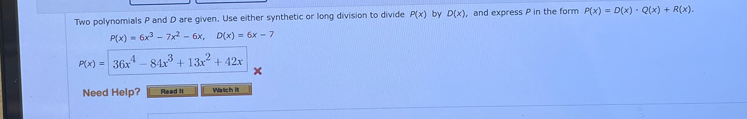 Solved Two polynomials P ﻿and D ﻿are given. Use either | Chegg.com