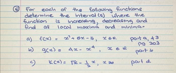 Solved 2) For each of the following functions determine the | Chegg.com