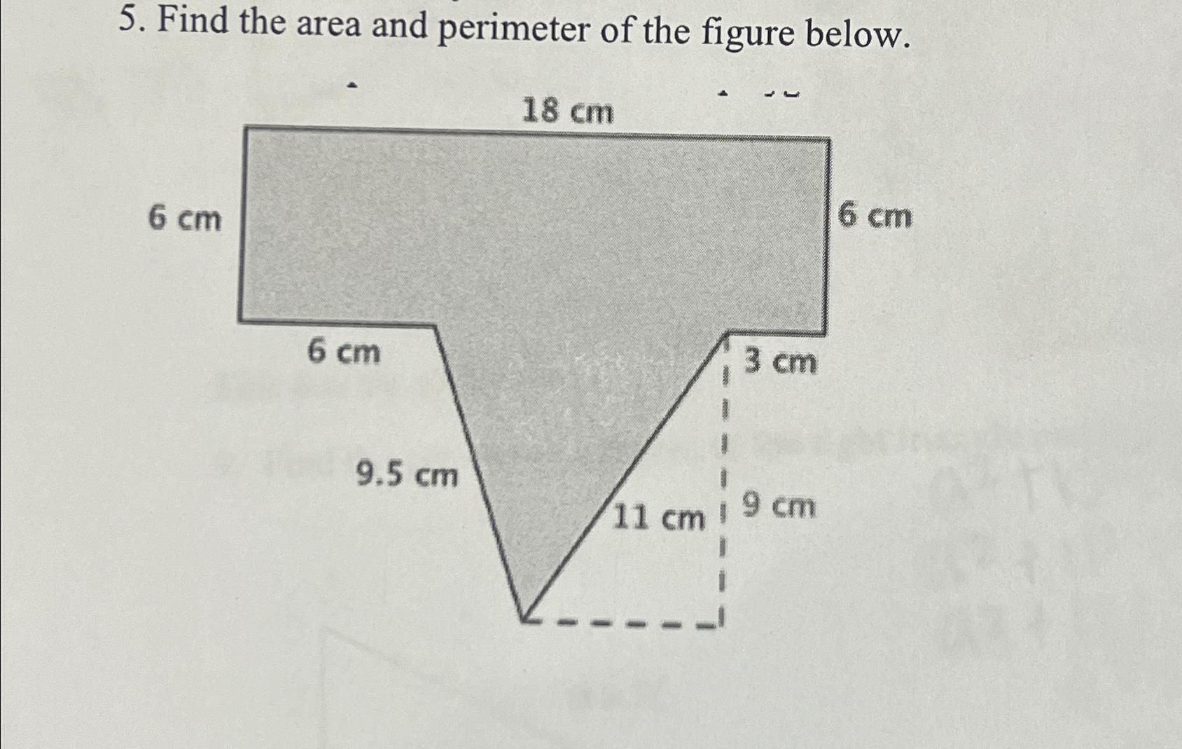Solved Find the area and perimeter of the figure below. | Chegg.com