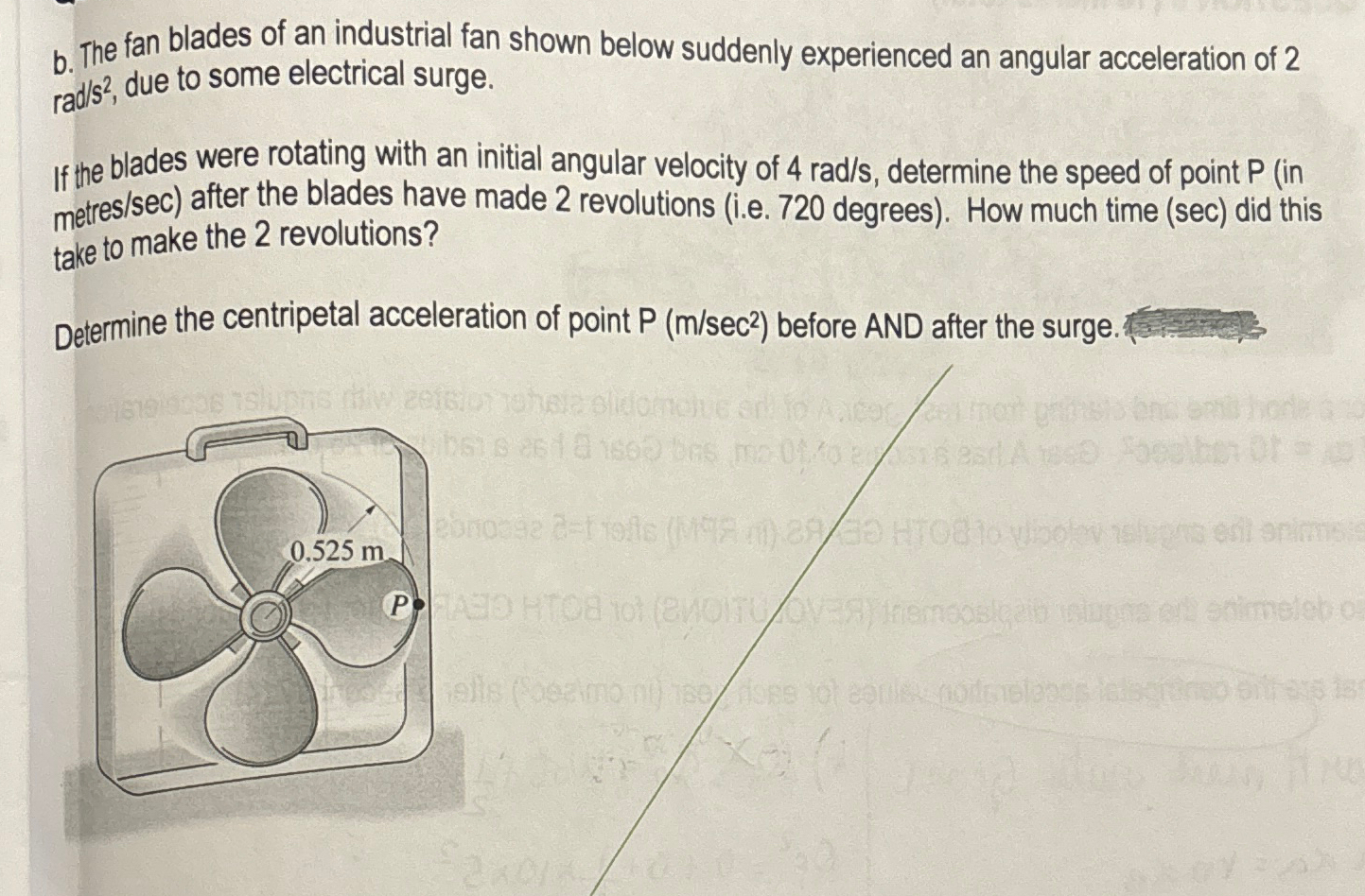 Solved b. ﻿The fan blades of an industrial fan shown below | Chegg.com