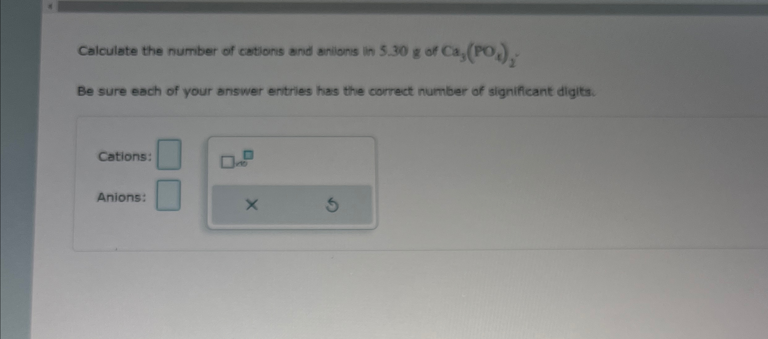 Solved Calculate the number of cations and anilons in 5.30g | Chegg.com