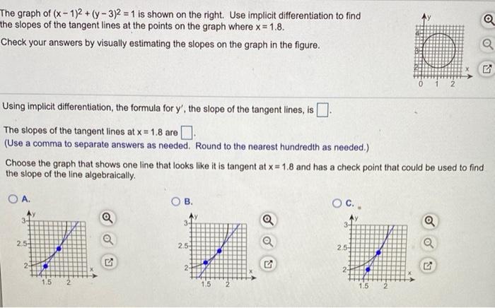 Solved The graph of (x - 1)2 + (y - 3)2 = 1 is shown on the | Chegg.com