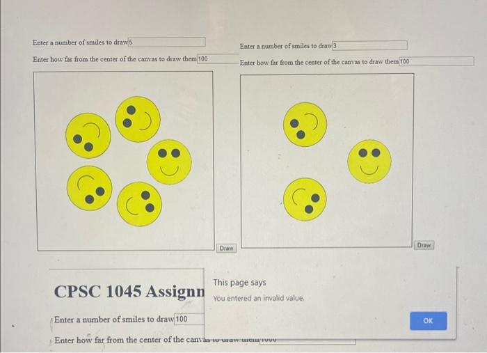 Solved Enter a number of smiles to drav Enter how far from | Chegg.com