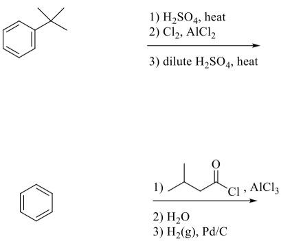 Solved 1) H2SO4, heat 2) Cl2, AICI, 3) dilute H2SO4, heat he | Chegg.com