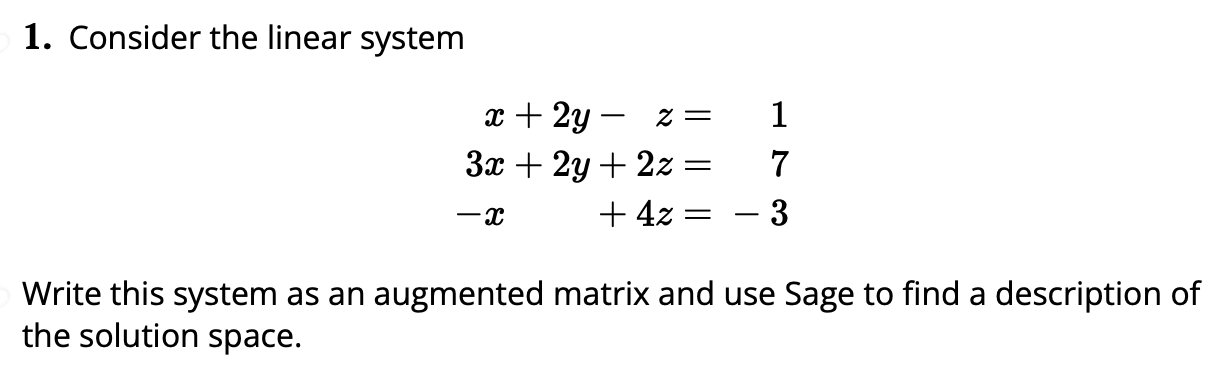 Solved Consider the linear | Chegg.com