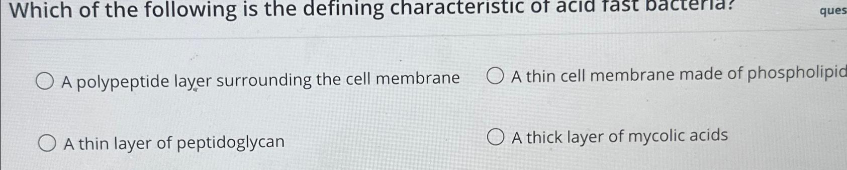 Solved Which of the following is the defining characteristic | Chegg.com