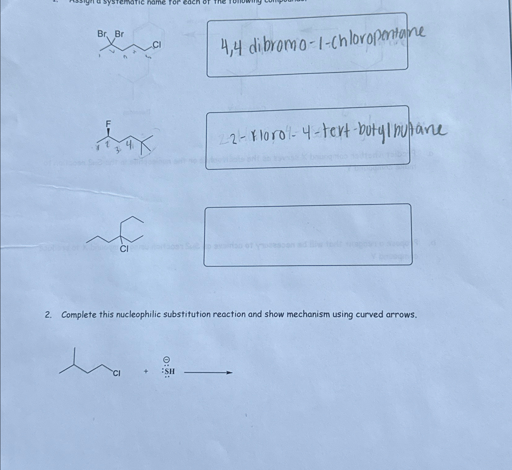 Complete this nucleophilic substitution reaction and | Chegg.com