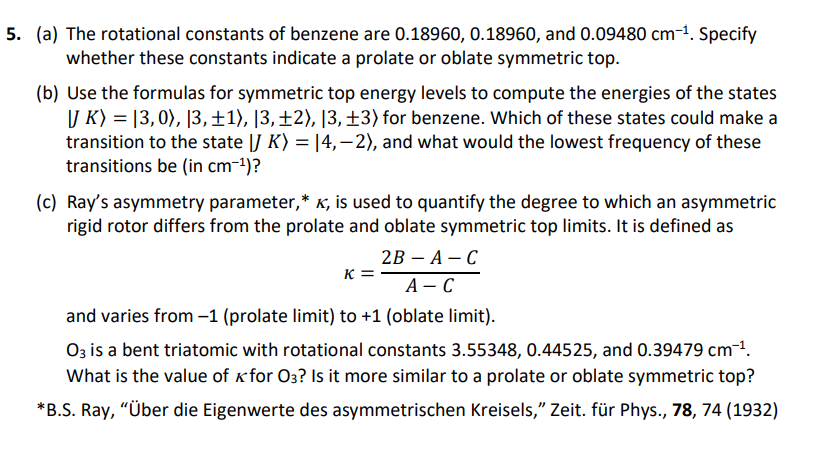 Solved (a) ﻿The rotational constants of benzene are | Chegg.com