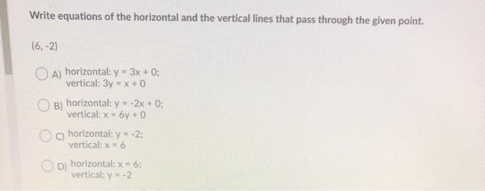 Solved Write equations of the horizontal and the vertical | Chegg.com