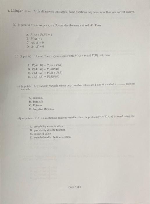 Solved 3. Multiple Choice. Circle all answers that apply. | Chegg.com