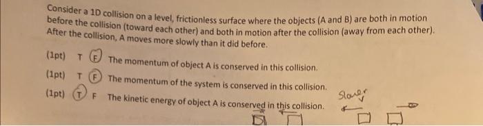 Solved Consider a 1D collision on a level, frictionless | Chegg.com