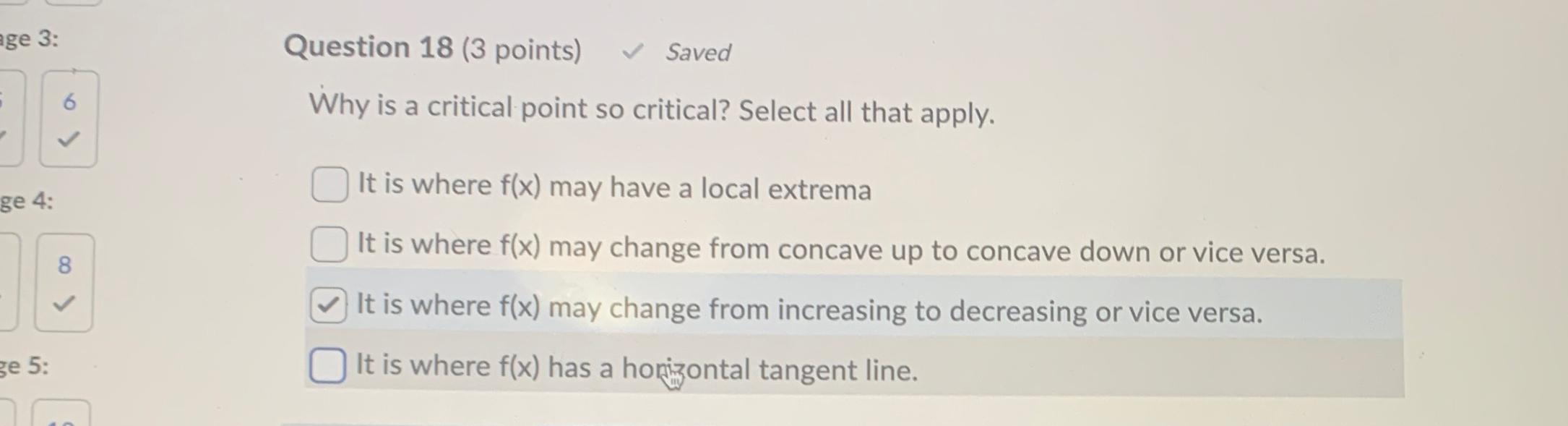 Solved Question 18 (3 ﻿points) ﻿SavedWhy is a critical | Chegg.com