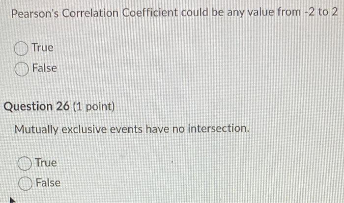 Solved Pearson's Correlation Coefficient could be any value | Chegg.com