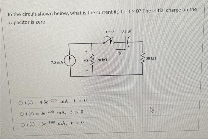 Solved In the circuit shown below, what is the current i(t) | Chegg.com