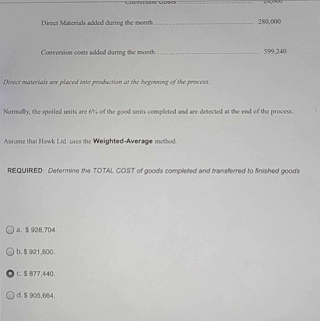 Solved Hawk Ltd. uses process costing in its Fabricating | Chegg.com