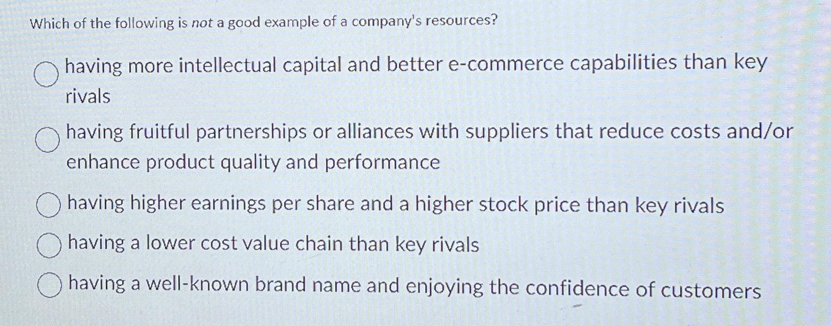 Solved Which of the following is not a good example of a | Chegg.com