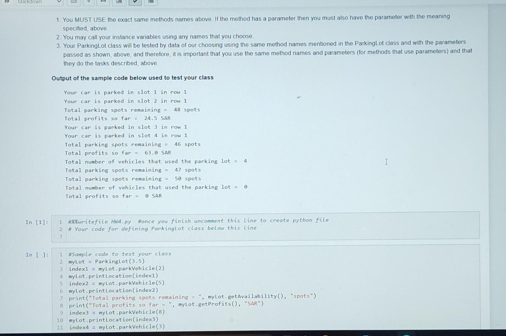 Solved Implement a ParkingLot class with the following | Chegg.com